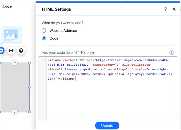 Embed your interactive map in a Wix website