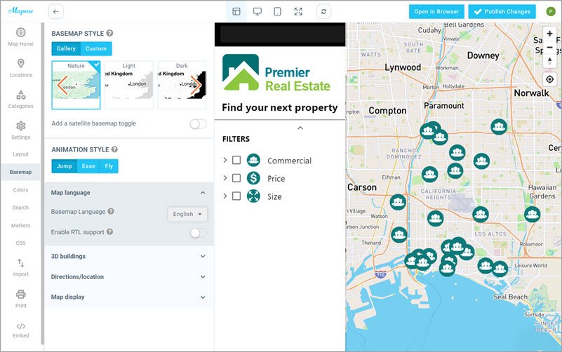 New editor with interactive map preview